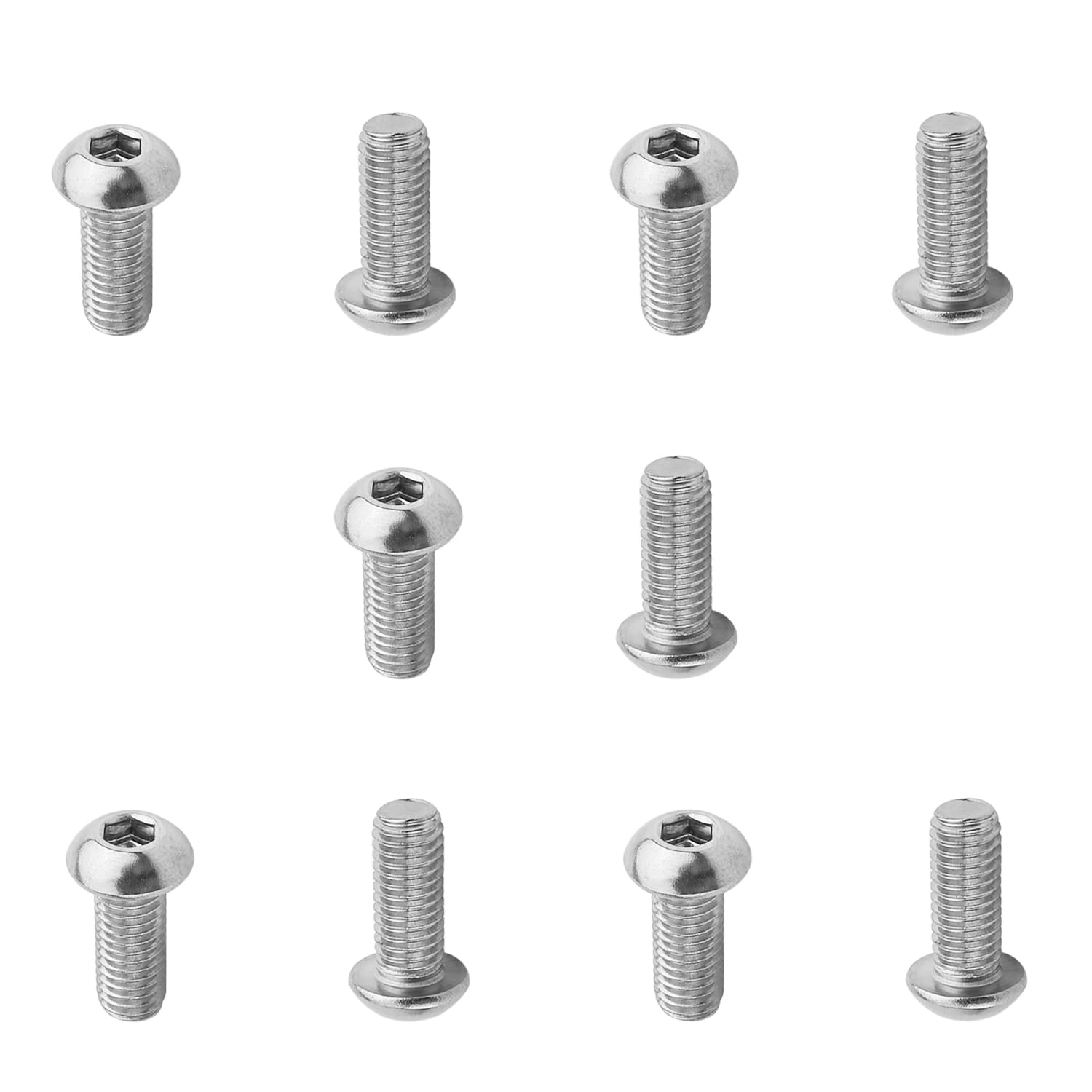 Yinpecly M8x20mm Button Head Socket Cap Screw 304 Stainless Steel Fastener Hex Drive Fully Threaded Cap Bolts Inner Hex Socket Bolts Galvanized 10Pcs