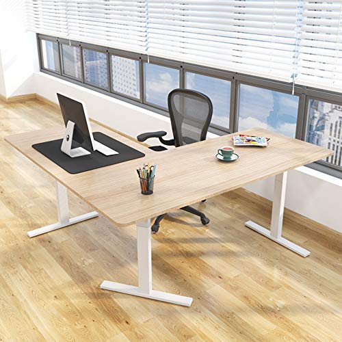 Bookshelf Height-Adjustable L-Shaped Standing Corner Desk Frame, Intelligent Electric Lifting Table with 4 Automatic Memory Keyboards, Heavy-Duty Steel Desk can Rotate 120°, for Home Office