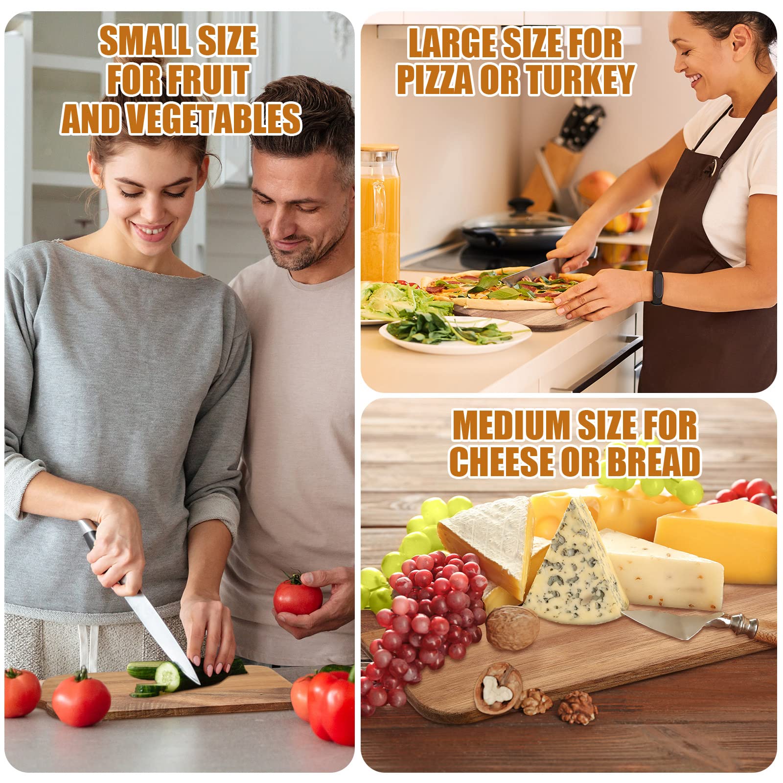 12 Packs Cutting Board Set Plain Chopping Board with Handles Large Serving Board Wooden Kitchen Cutting Board Bulk for Vegetables Meat Pizza Cheese Fruit Bread (15 x 7 Inch, Acacia Wood)