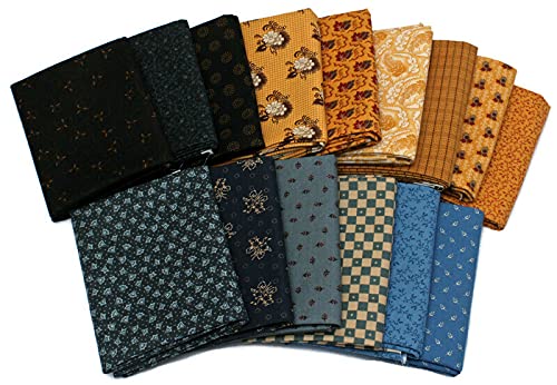 10 Fat Quarters - American Civil War Fat Quarter Bundle 1800's Historical Reproduction Quality Quilters Cotton Fabrics FQs M22801c