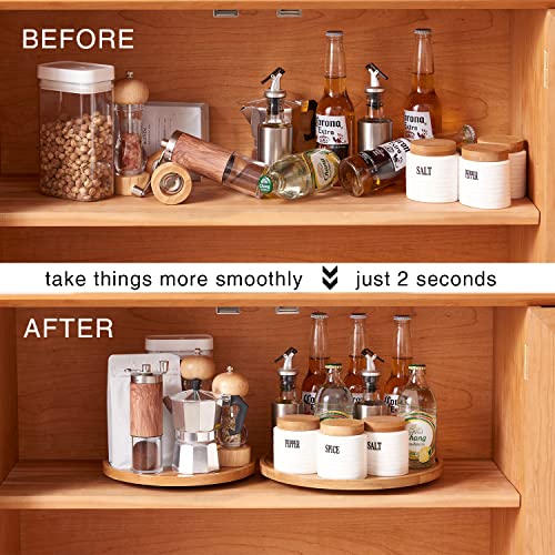 10” Lazy Susan Organizer for Kitchen, Oak Wood Lazy Susan Turntable for Cabinet Pantry Table Organization
