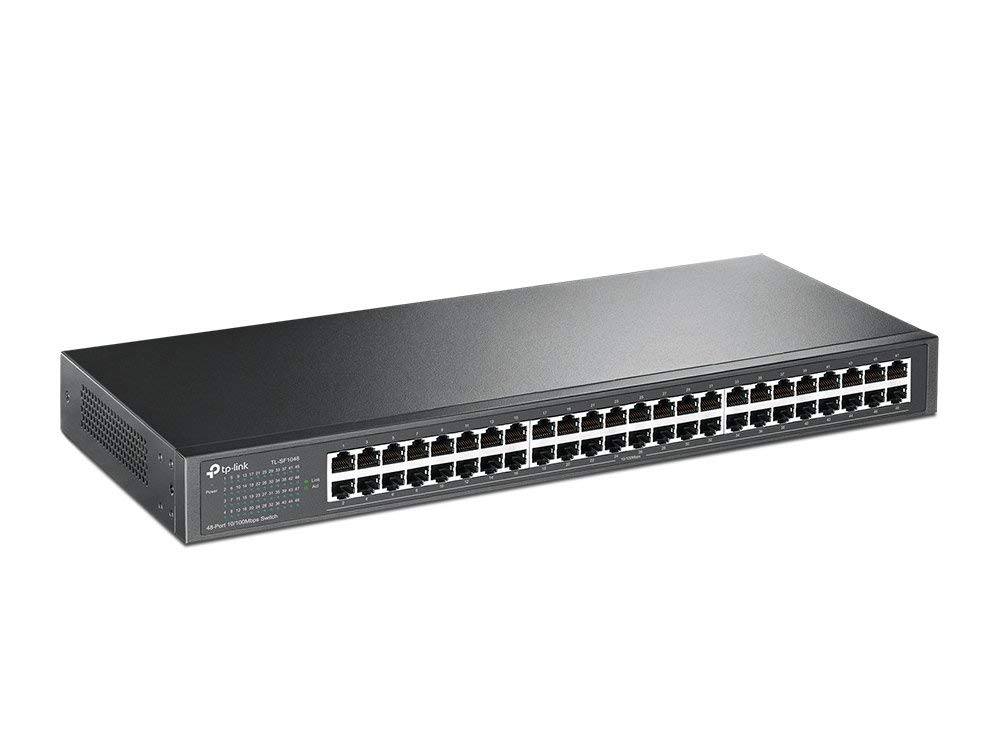 TP-Link 48-Port Fast Ethernet Unmanaged Switch | Plug and Play | Rackmount | Metal | Fanless | Limited Lifetime (TL-SF1048) (Renewed)