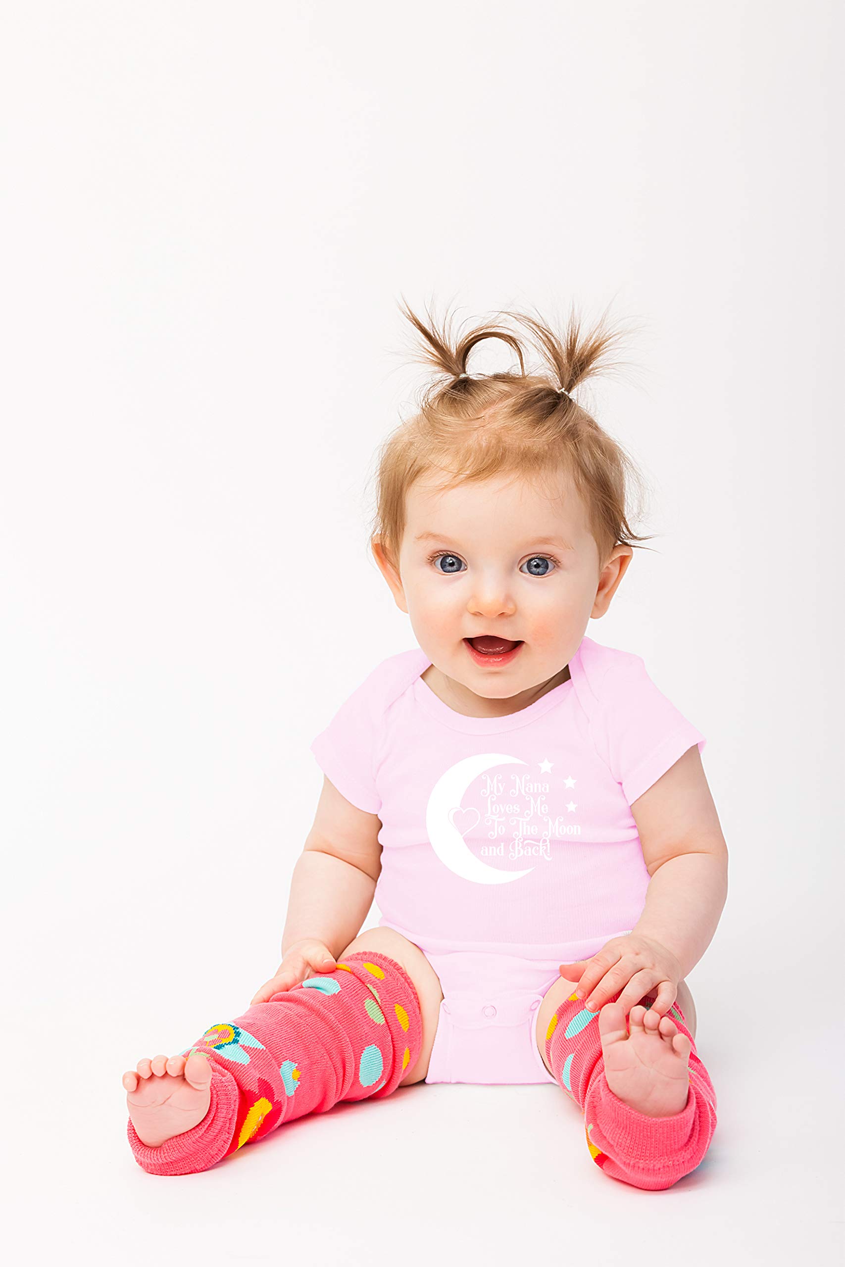 My Nana Loves Me to The Moon and Back - Funny Baby Essentials Bodysuit - Newborn Boy Clothes (6 Months, Pink)