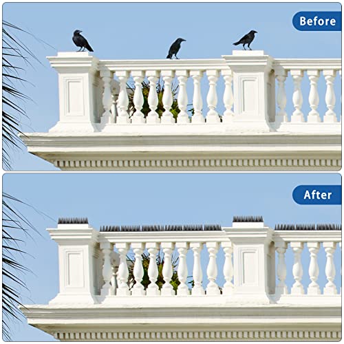 12 Pcs Bird Spikes, Fence Spikes for Bird Pigeon Cat, Plastic Bird Deterrent Spikes Defender for Garden, Fence, Roof and Wall (Black)