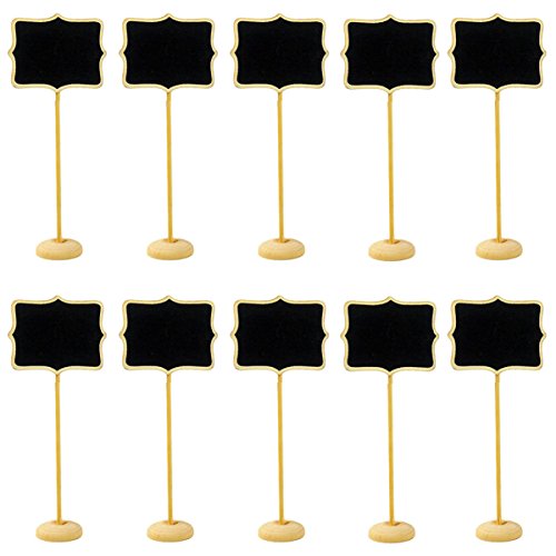 10 Pcs Wooden Mini Chalkboard Label with Stand - Mini Blackboard Message Board Signs Decorating Signs Table Number Price Tag for Wedding Party and Home Store Decor (Laciness)