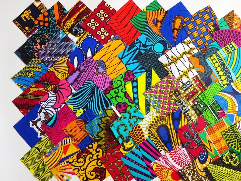 100 Pieces African Print Fabric Squares, No Repeat, Quilting Fabrics, African Wax Fabric, Ankara Fat Quarters for DIY Sewing Handmade Accessories (10x 10 inch) (100)