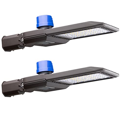 150W Parking Lot Lights 21000Lm (Eqv 600W HM/HPS) Daylight LED Parking Lot Lights with Photocell, ETL LED Pole Light IP65 Waterproof with SlipFitter Mount Energy Saving 1100KW*2/Y(5Hrs/Day)-2Pack