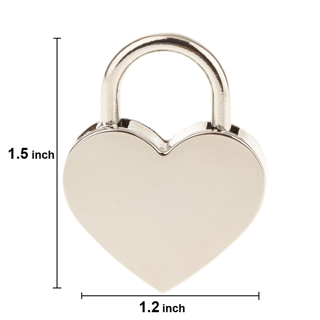 2 Pieces Small Metal Heart Shaped Padlock Mini Lock with Key for Jewelry Box Storage Box Diary Book,Silver