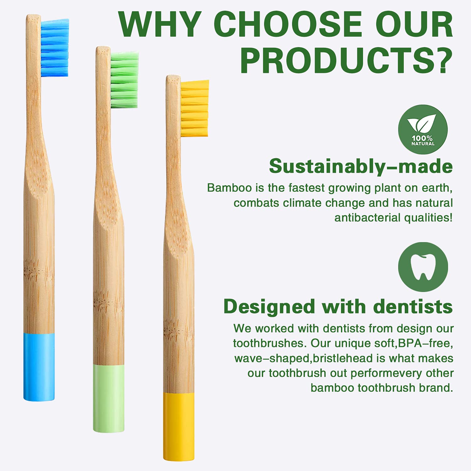 DYKL 10Pack Adult Kids Bamboo Toothbrushes/BPA Free Soft Bristles Toothbrushes | Natural Eco Friendly Biodegradable Charcoal Wood Tooth Brushes, Compostable 100% Organic Charcoal Wooden toothbrushes.