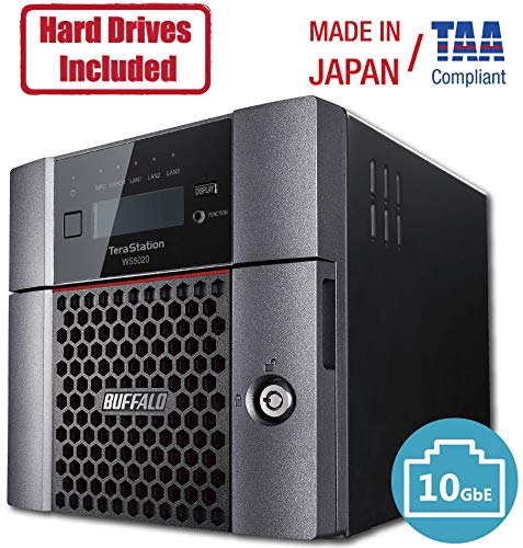 BUFFALO TeraStation WS5220DN Windows Server IoT 2019 8TB (2x4TB) Desktop NAS with Hard Drives Included / 4 Bay / 10GbE / Storage Server / NAS Storage / Network Storage / File Server / Windows Storage
