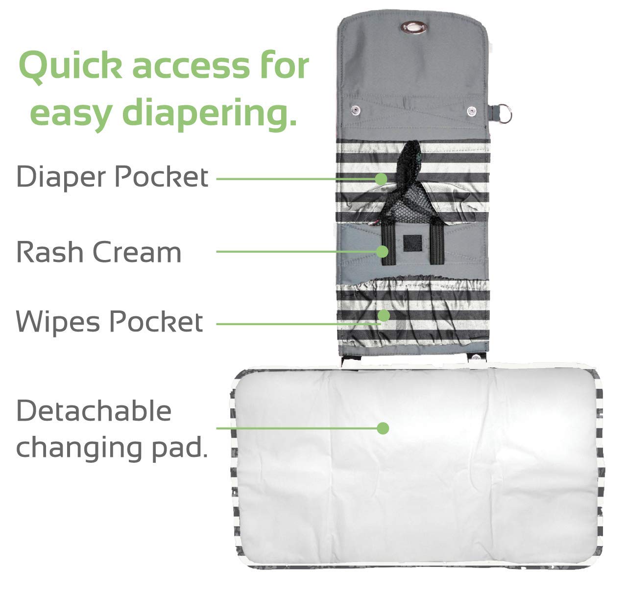 LillyBit Uptown Diaper Clutch (Black and White Stripes)