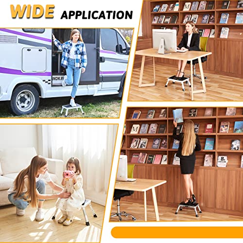3 Levels Adjustable Folding Step Stool, Safer Metal Step Stools for Adults/Kids/Seniors, Heavy Duty RV Step Stool, Small Kitchen Stepping Stool Portable, Multi-Use Foldable Stool Office - Double Elite