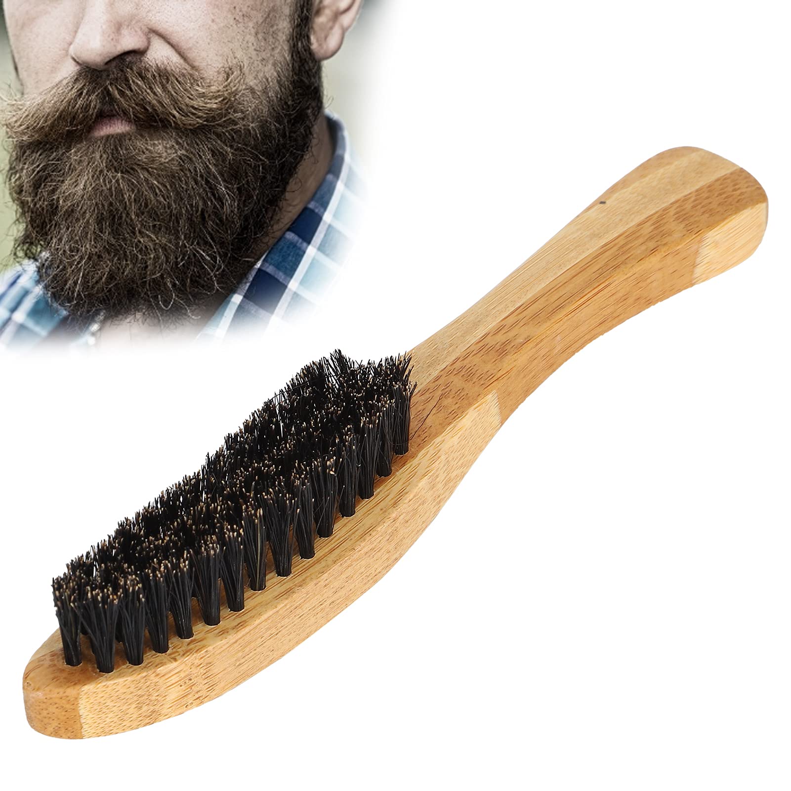Beard and Moustache Brush,Beard Grooming Brushfor Men,Facial Hair Comb with Handle Straightens and Promotes