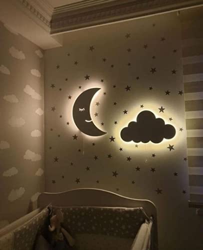 BugyBagy White Cloud Night Light for Nursery - Cloud Shape Battery Operated LED Bedroom Wall Night Light