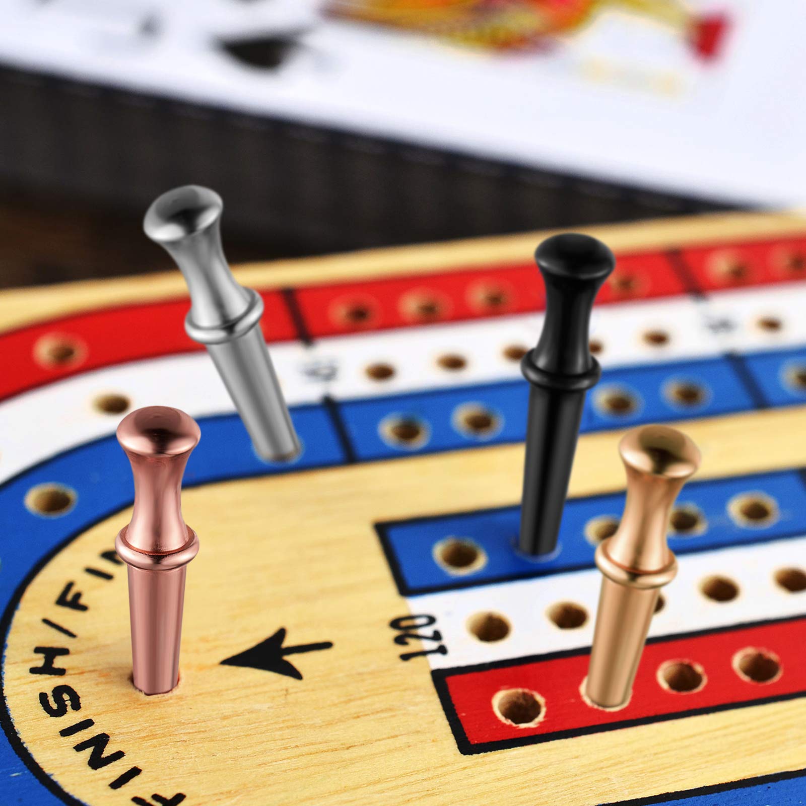 48 Pcs Metal Cribbage Pegs Cribbage Board Pegs Metal Nails Fit 1/8 Holes Toy Game Accessories with Drawstring Storage Pouch for Cribbage Traditional Board Game, 4 Colors