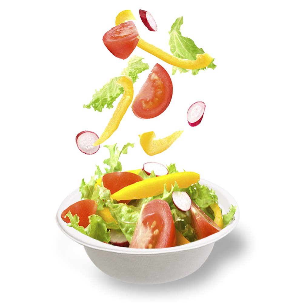 100 PCS 12 Oz Disposable Paper Bowls,Heavy Duty Nature-Made Compostable Bowls,Natural Biodegradable Sugarcane Bassage Bowls,Eco-friendly Paper Alternative Bowls for Party,Restaurants and More