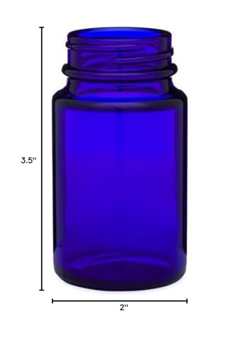 VALHALLA SPA LUXURY ORGANIC LIFESTYLE Glass Wide Mouth Packer Bottle Cobalt Blue 2.5oz (75ml) With Cap