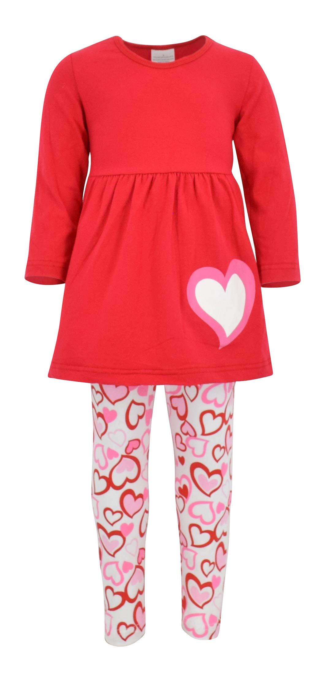Unique Baby Girls Valentines Day Red & Pink Hearts Toddler Legging Set Outfit (10 Years, Red)