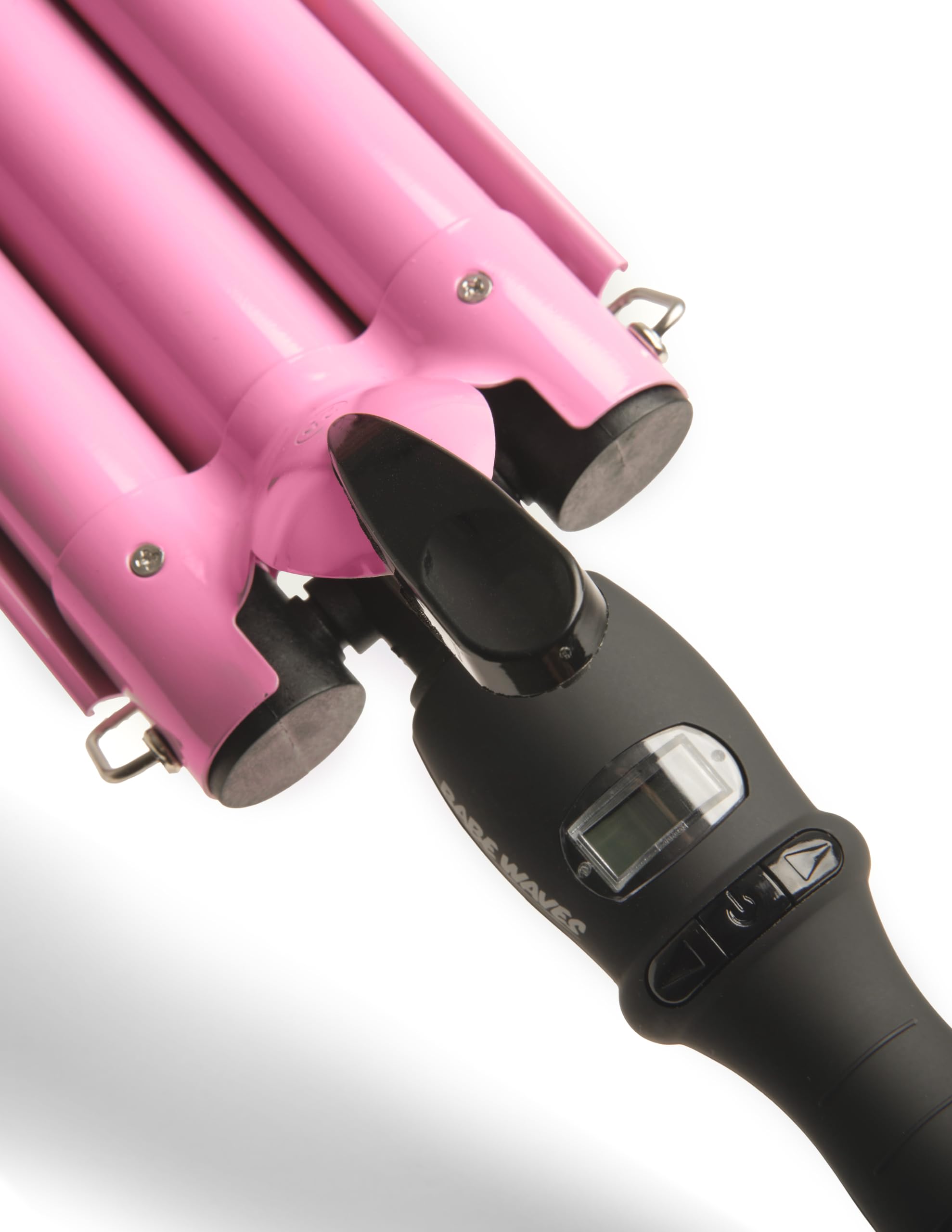 Trademark Beauty Three Barrel Hair Waver, Curling Iron, 1 Inch, Beach Waves, Quick Heat, Babe Waves Original, Adjustable Temperature Hair Curler - Pink