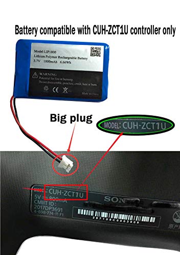 3.7v 1800mAh Battery for PS4 Controller Battery Replacement LIP1522 1000mAh Bateries Pack (CUH-ZCT1U Battery for PS4 V1-3)