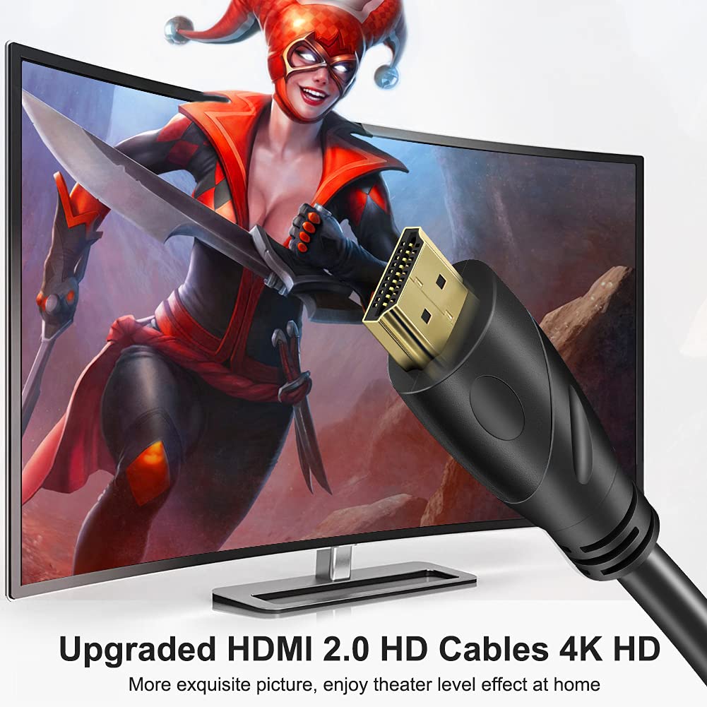 4K HDMI Cable-Jorenca 100FT(HDMI 2.0,18Gbps) Ultra High Speed Gold Plated Connectors,Ethernet Audio Return,Video 4K,FullHD1080p 3D Compatible with Xbox Playstation Arc PS3 PS4 PS9 PC HDTV-Black