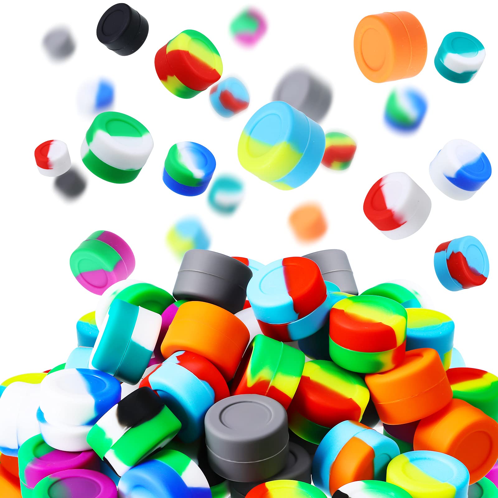 100 Pieces Silicone Wax Containers Non Stick Silicone Wax Containers Multi Use Storage Jars Oil Concentrate Bottles for Home Kitchen Travel, Assorted Colors (3 ml)