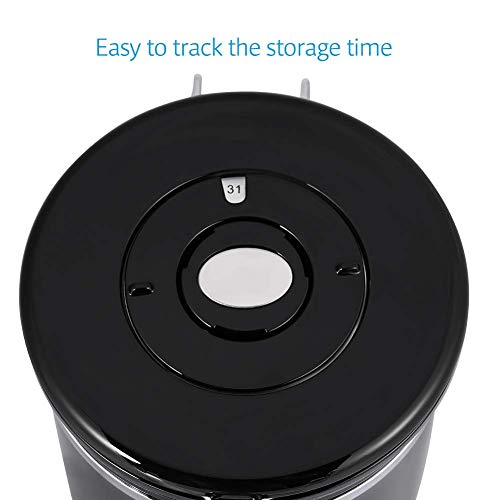 Coffee Container, Coffee Canister Large Airtight Stainless Steel Coffee Container Kitchen Storage Canister for Coffee, Christmas Gift and Birthday Gift(Black)