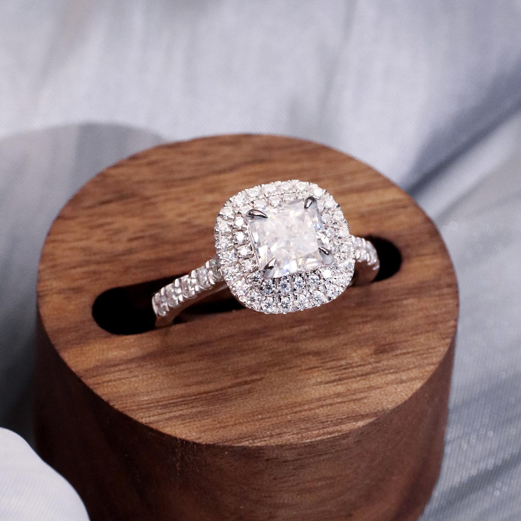 1.6Ct Moissanite Engagement Ring, 18K Real Gold Plated, Moissanite