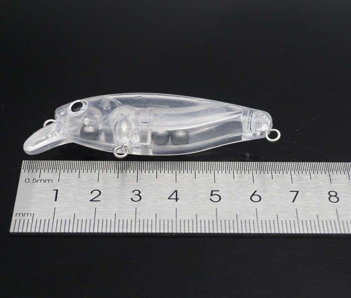 10PCS Unpainted Lure Blanks 6.36g 6.6cm with Free 6mm Eye Crankbait Simulation Blank Body Clear Hard Baits Trout Salmon Minnow Lure Popper Lures Topwater Freshwater 8423