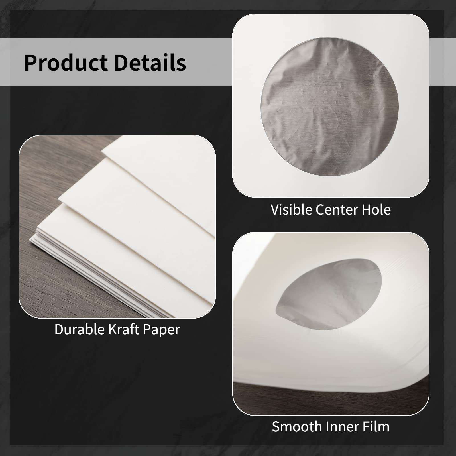 10PCS Vinyl Record Sleeves, Black Kraft Paper Dust Sleeves for 10-Inch Vinyl Records, Anti Static LP Record Protective Covers, Dual Inner Album Jackets Vinyl Record Jackets (White)