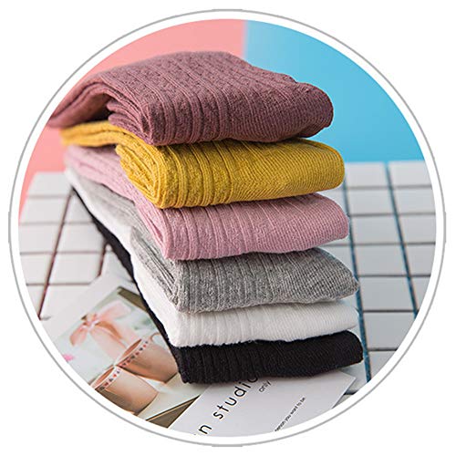 Nuziku Toddler Knee High Socks - 6 Pairs Little Girls Cable Knit Cotton Stockings (Assorted 6-pack, 1-2T)