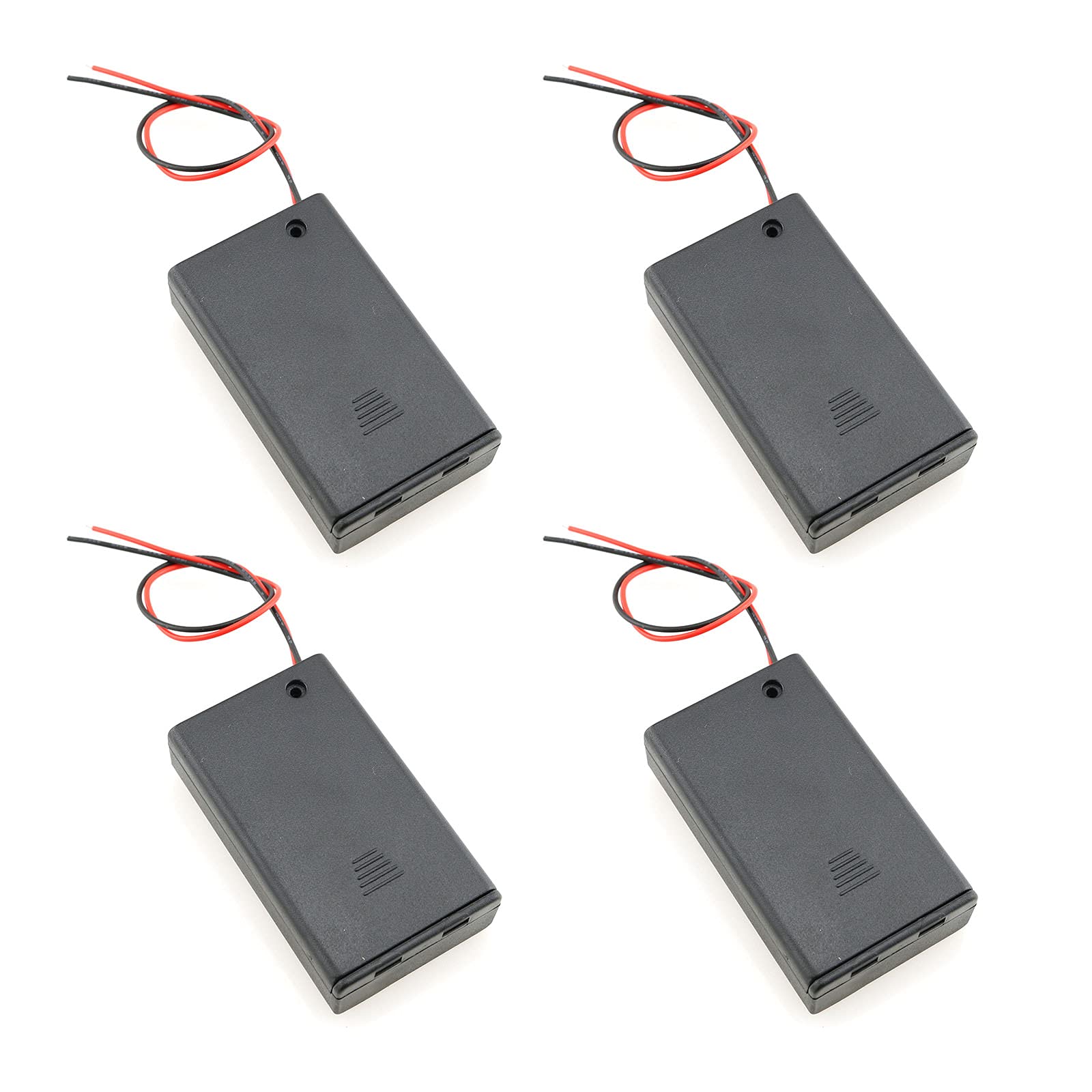 E-outstanding AAA Battery Case 4PCS 3 x 1.5V AAA Battery Case Holder,3 Slots x 1.5V AAA Battery Spring Clip Storage Box with ON/Off Switch and Wire Leads