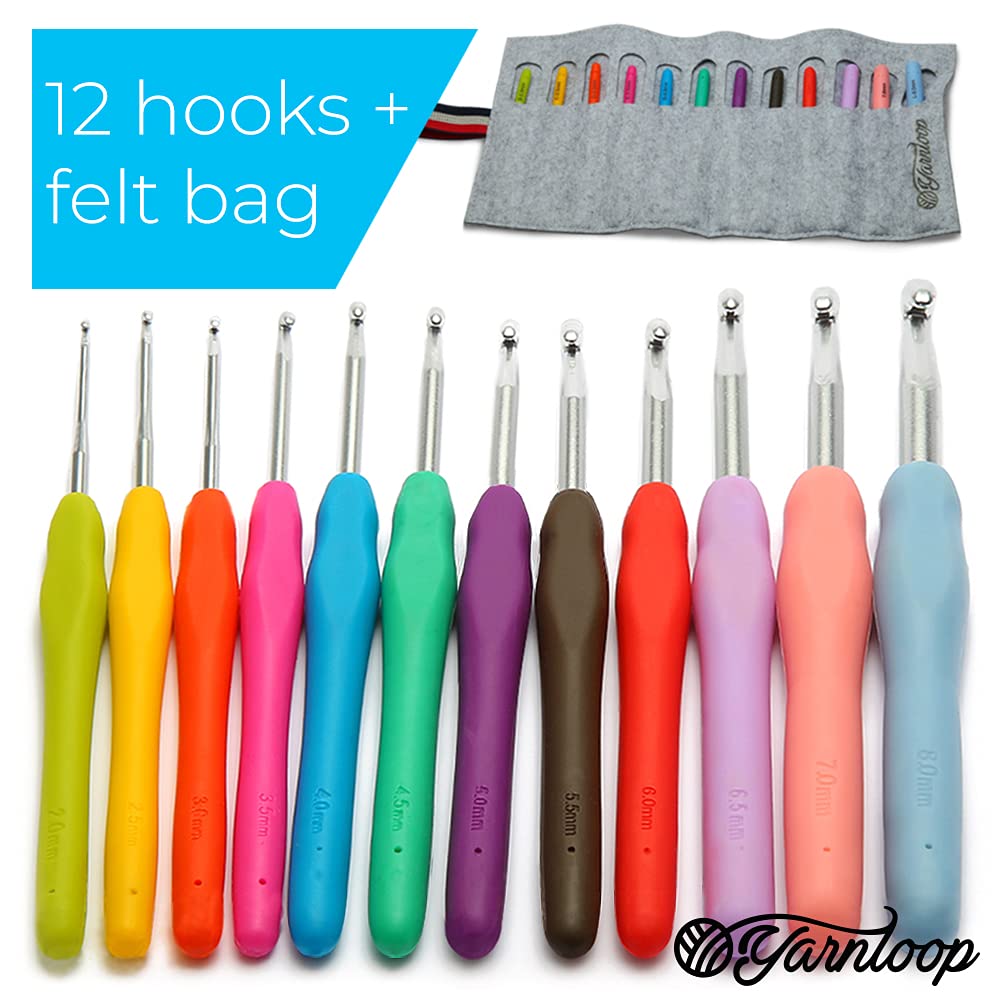 12 Sizes Crochet Hook Set | Extra Long and Large Crochet Hooks | Ergonomic Crochet Starter Kit | Crochet Needle Set Comes with Beautiful Felt Bag | Perfect Crochet Hooks for Arthritic Hands