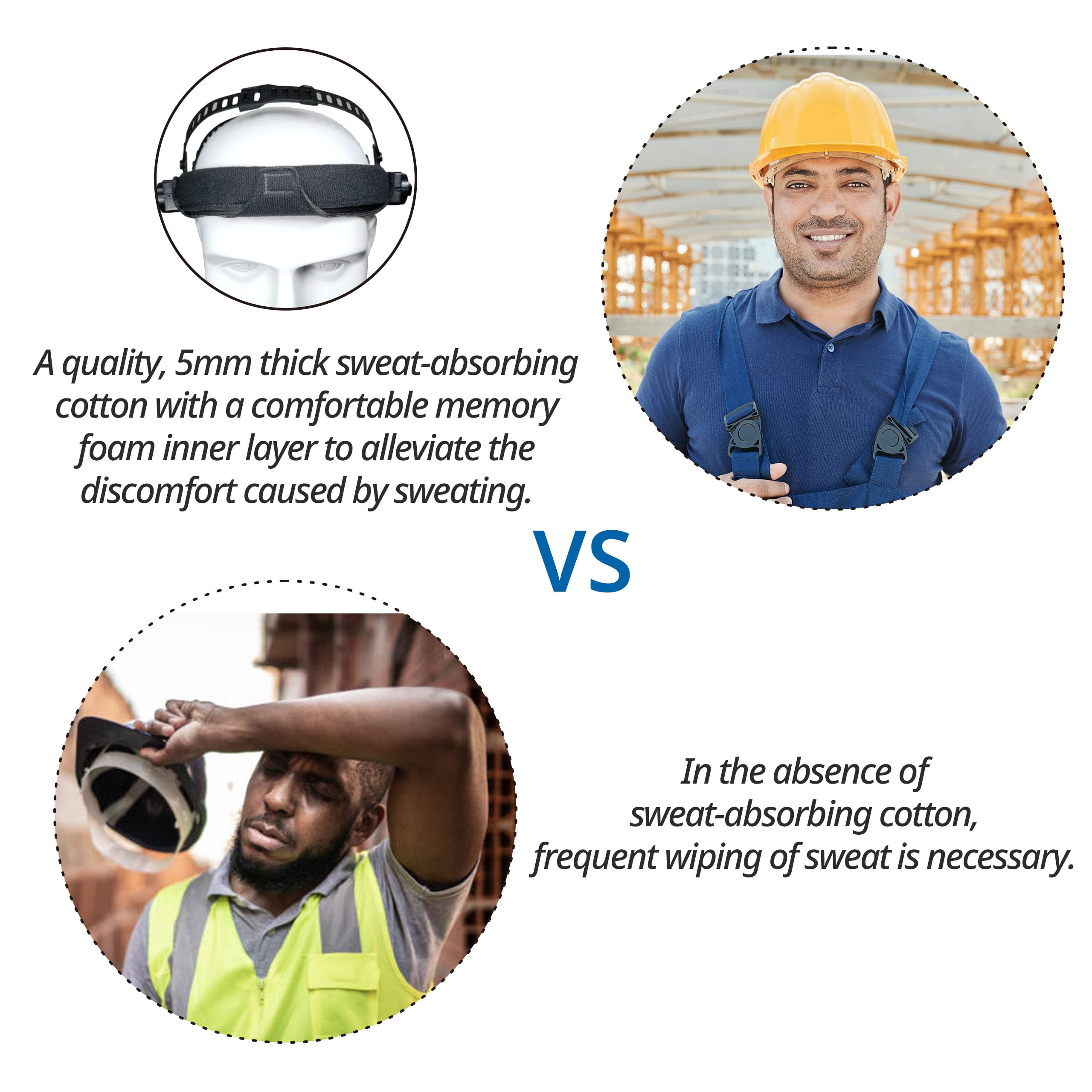 10 Pieces Hard Hat Sweatband, Washable Reusable Hard Hat Sweatband Liners for Hard Hat, Welding Helmet