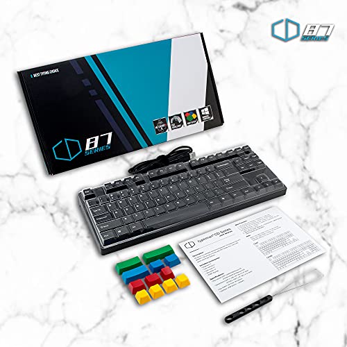 iKBC CD87 V2 Ergonomic Mechanical Keyboard with Cherry MX Black Switch for Windows and Mac, Tenkeyless Keyboard Upgraded with Mistel PBT Double Shot Keycaps for Desktop and Laptop, Solid Build Quality
