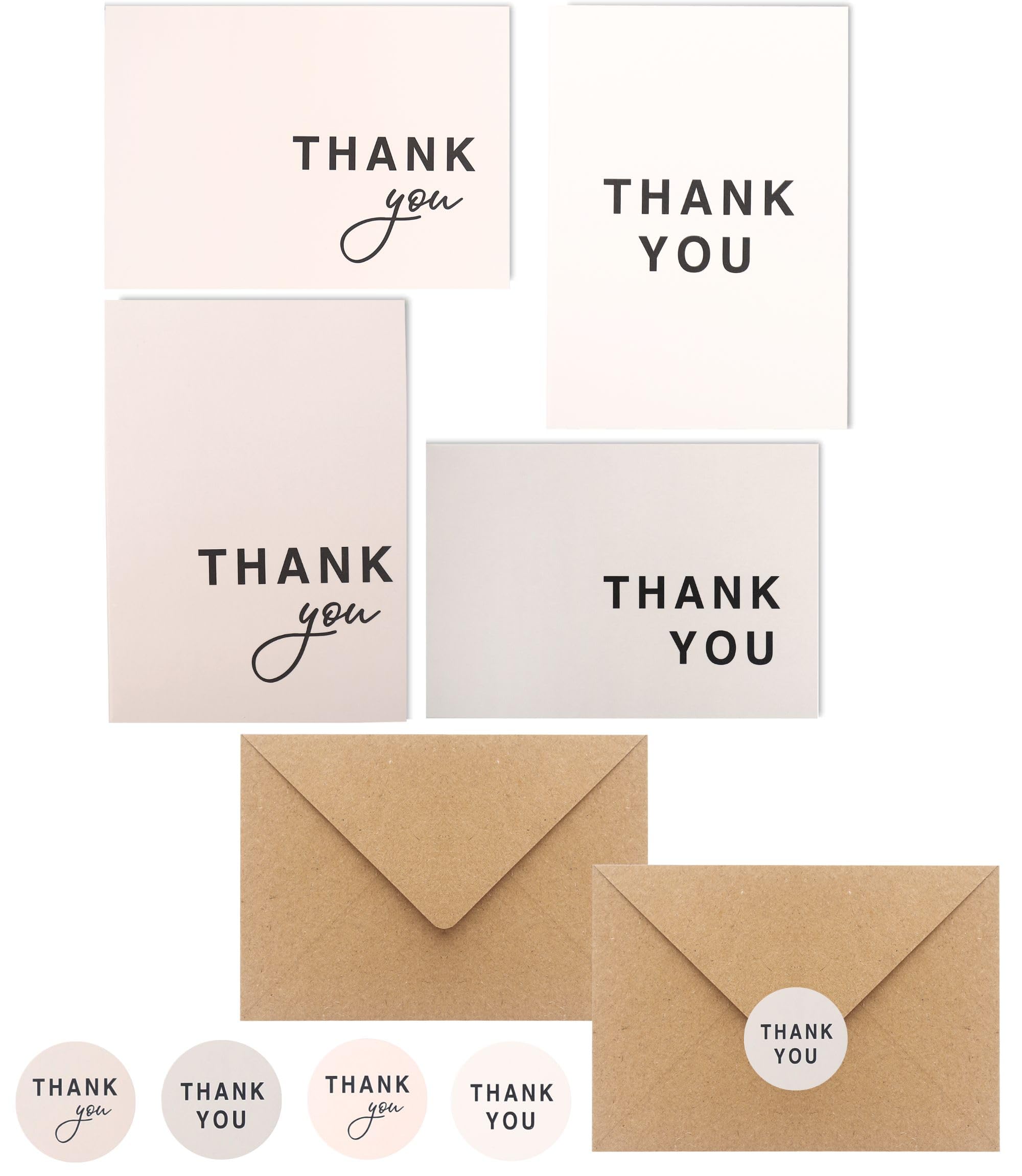 100 PK Bulk Thank You Cards with Envelopes Assorted - 5 x 3.5 Inches Wedding Thank You Cards Baby Shower Bridal Shower Personalized Thank You Notes for Small Business Graduation Funeral Birthday