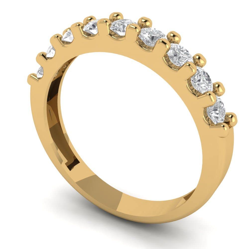 1.81 ct Round Cut Clear Simulated Diamond 14k Yellow Gold Stackable Wedding Engagement Designer Anniversary Ring Band Sz 11