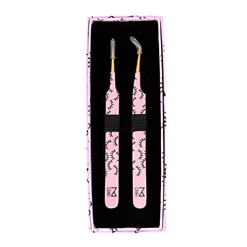 M LASH Eyelash Extension Tweezers (Set of 2) - Professional & Precision Lash Tweezers for Eyelash Extensions - Volume & Straight Tweezer for Stunning Results (PL)