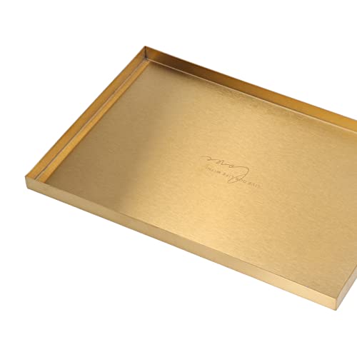 11.9x8.0 in Gold Rectangle Storage Tray Stainless Steel Tea Fruit Trays Desktop Cosmetics Perfume Jewelry Organizer Serving Tray for Home Living Room, Kitchen, Bathroom, Hotel