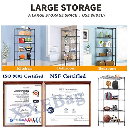 5 Tier Wire Shelving Unit Metal Storage Shelves Heavy Duty Metal Shelf Organizer Layer NSF Certification Commercial Grade Utility Rack for Bathroom Office Kitchen Garage Restaurant (14"Dx24"Wx60"H)