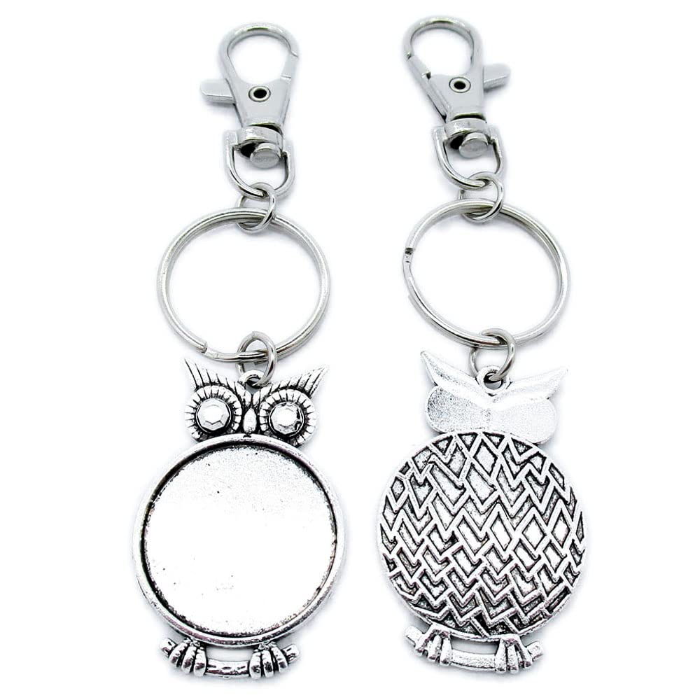100 Pieces Keychain Keyring Door Car Key Chain Ring Wholesale Supplier Clasps VI8V5L Owl Cabochon Base Blank
