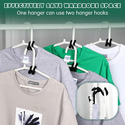 150 Pcs Velvet Clothes Hanger Connector Hooks, Hanger Extender Clips, Space Saving Cascading Hanger Hooks for Organizer Closet, Black