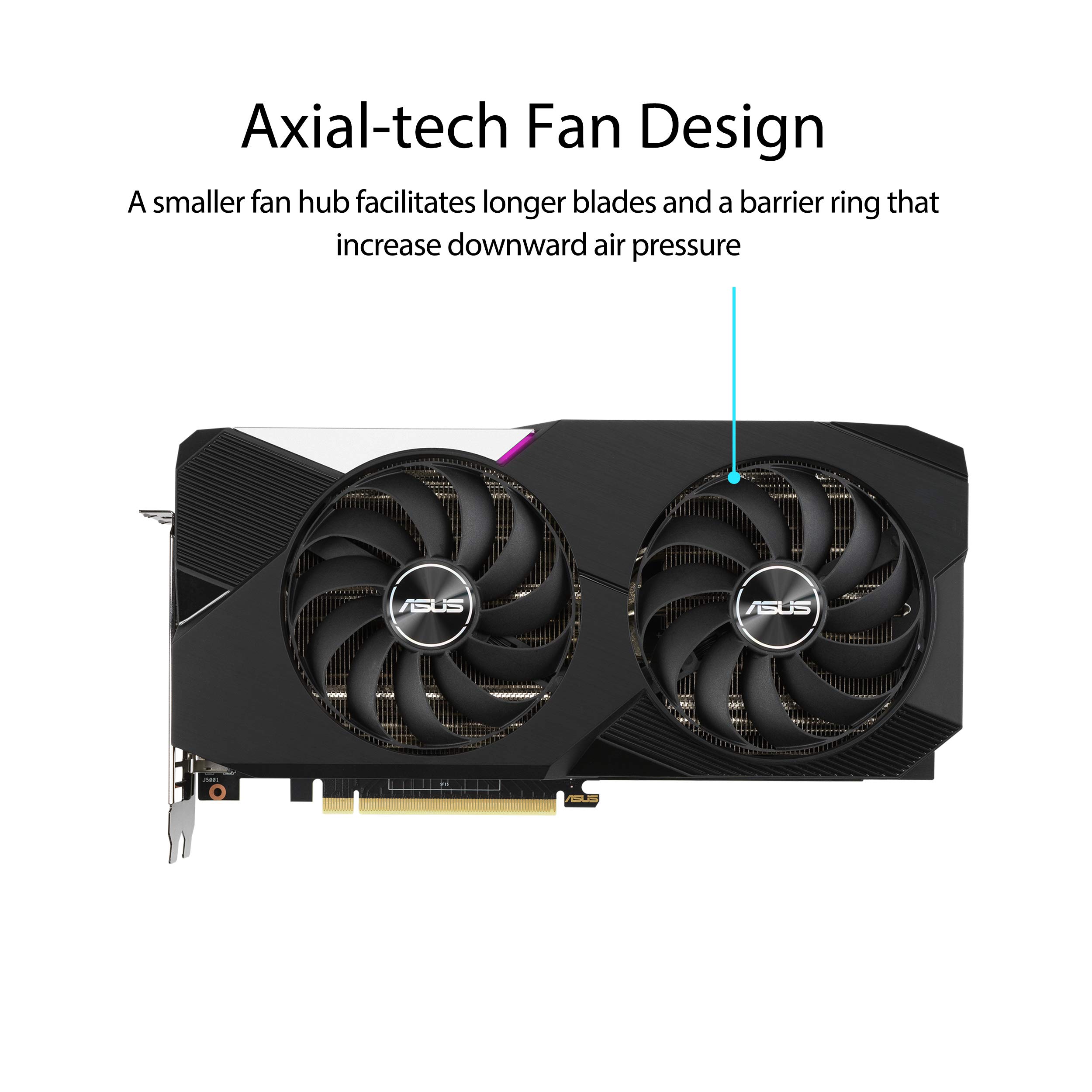 ASUS Dual NVIDIA GeForce RTX 3070 OC Edition Gaming Graphics Card (PCIe 4.0, 8GB GDDR6 Memory, HDMI 2.1, DisplayPort 1.4a, Axial-tech Fan Design, Dual BIOS, Protective Backplate, GPU Tweak II)