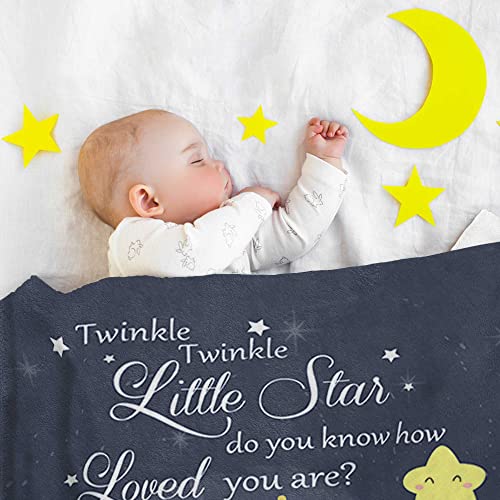 Pavo Personalized Baby Blankets for Boys - Twinkle Twinkle Little Star Elephant Custom Baby Blanket - Includes Bib & Onesie Option - Personalized Baby Gifts for Christmas, Thanksgiving, Shower
