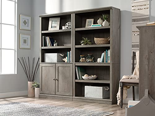 Sauder Bookcase with Doors, L: 35.28" x W: 13.23" x H: 69.76", Mystic Oak finish