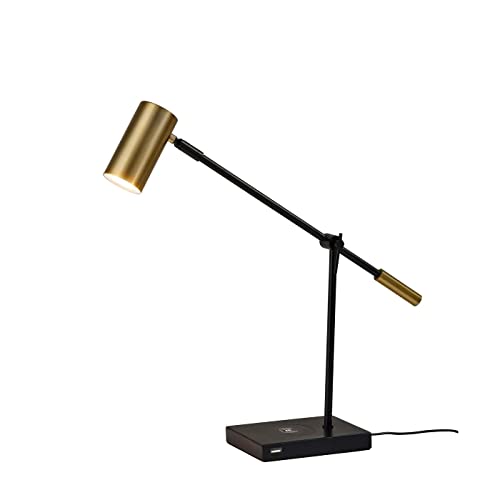 Adesso 4217-01 ColletteĀ LED Desk Lamp WirelessĀ Charging, 7W LED, 5W QI,Ā USB Port, Indoor Lighting Lamps , Black