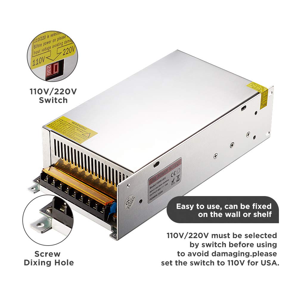 48V 16.67A 800W LED Switch Power Supply Driver AC 115-230V to DC 48V Transformer for LED Strip CCTV Security System,Camera,3D Printer,Computer Project,Motor