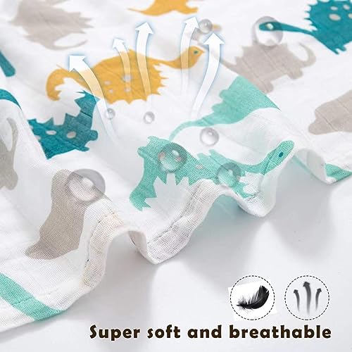 Catteyonce Swaddle Blankets, 4 Pack Breathable Muslin Swaddle Blankets, Cotton Soft and Comfortable Receiving Blanket for Newborn Boys and Girls, Orange/Giraffe, Large 44 "x 47 "