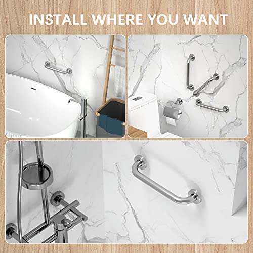 12 Inch Satin Brushed Nickel Shower Grab Bar - 1" Diameter, iMomwee Stainless Steel Bathroom Grab Bar Handle, Balance Bar for Shower and Wall, Safety Hand Rail Support, Handicap Elderly Assist Handle