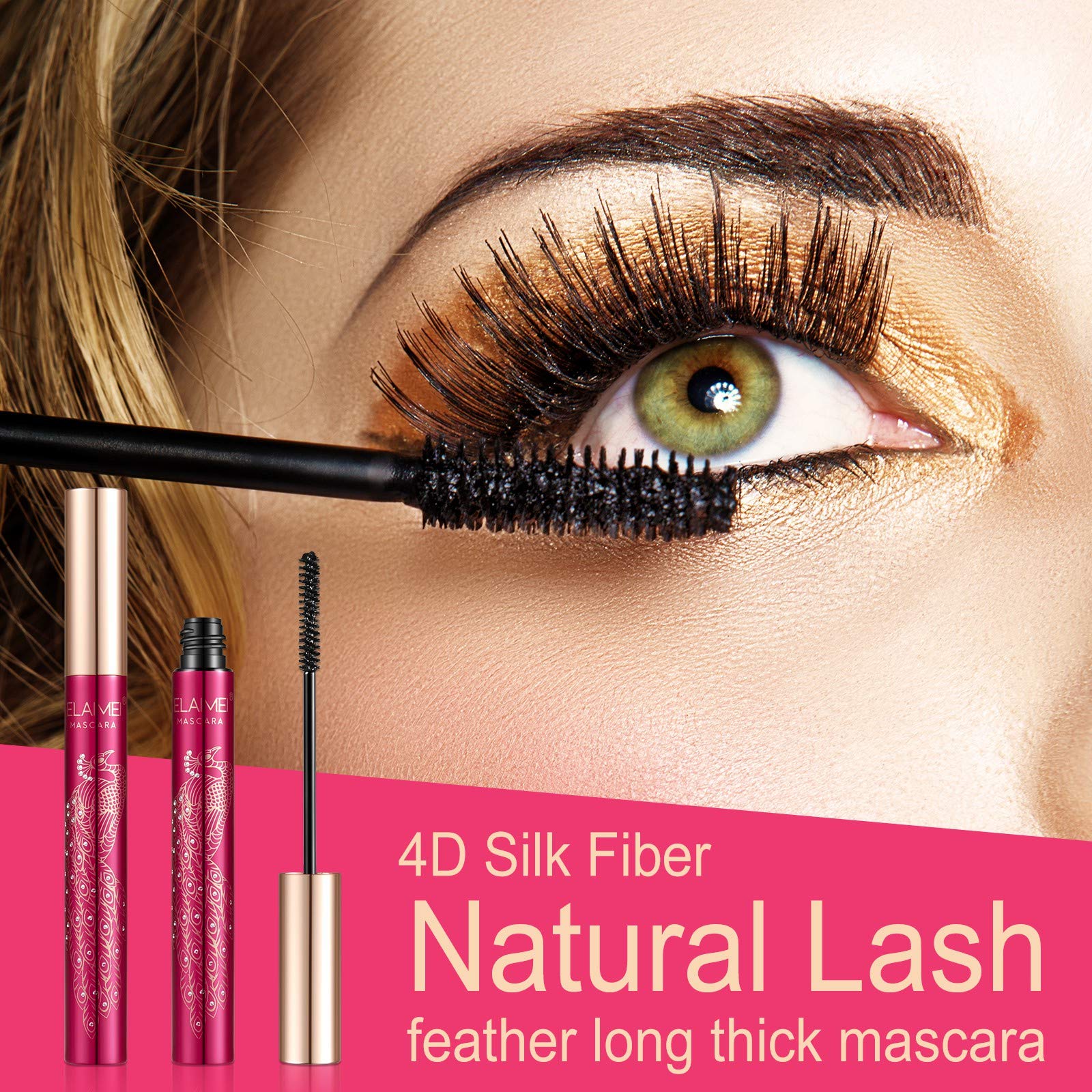 4D Magic Silk Fiber Lash Mascara- Waterproof & Hypoallergenic Easily to Create Amazing Make-up by Thicker,Long Lasting and Curly Eyelashes